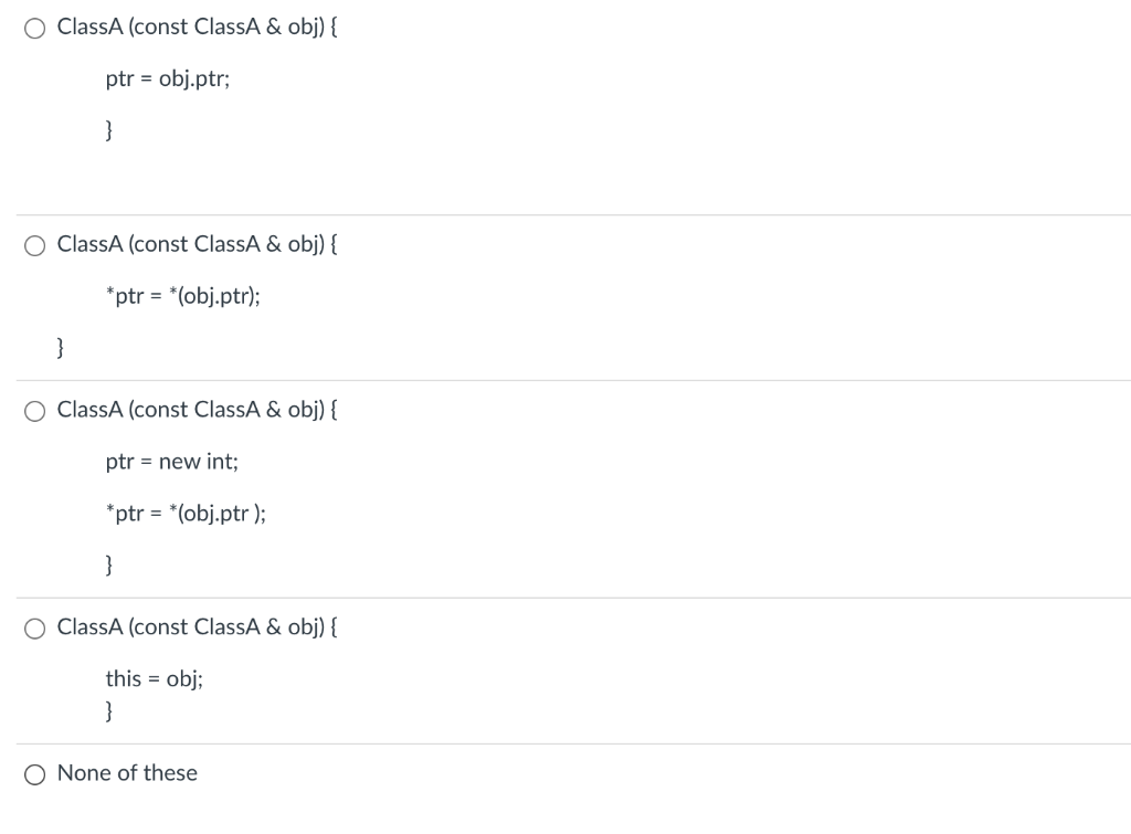 Solved Consider the following class definition: class ClassA | Chegg.com