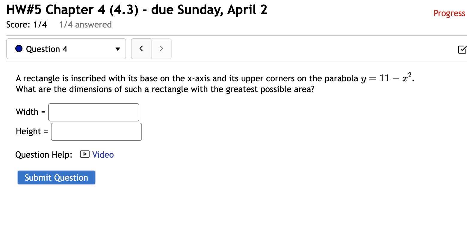 Solved HW\#5 Chapter 4 (4.3) - due Sunday, April 2 Score: | Chegg.com