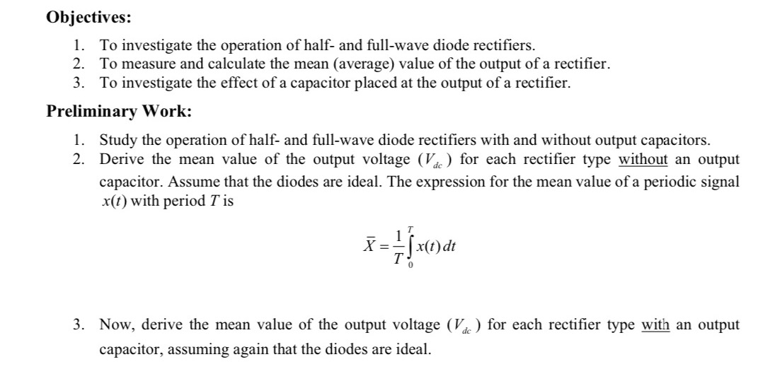 Solved Objectives: 1. To investigate the operation of half- | Chegg.com