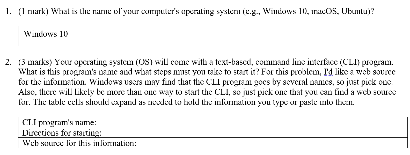 Solved 1. (1 mark) What is the name of your computer's | Chegg.com