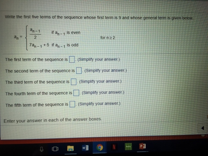 Solved Write the first five terms of the sequence whose | Chegg.com
