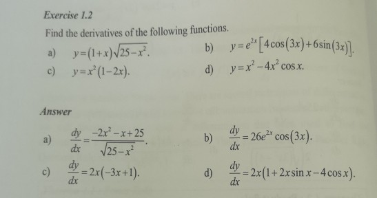 Solved Derivatives Product rule I have attached the | Chegg.com