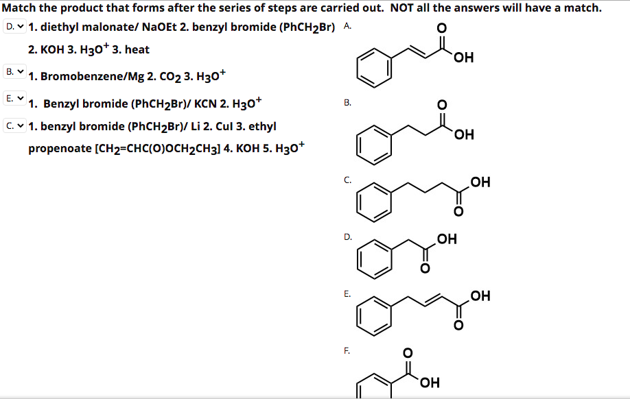 Solved Match the product that forms after the series of | Chegg.com