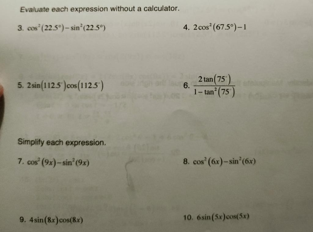 Solved Evaluate each expression without a calculator. 3. | Chegg.com