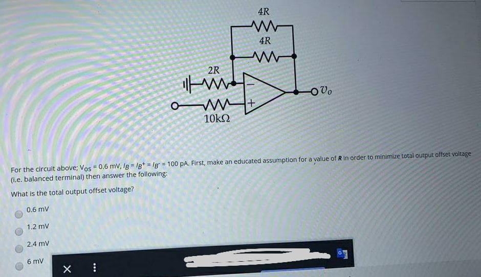 Solved RA OV. Vso + For the buffer above, when Vos = 2mv, | Chegg.com