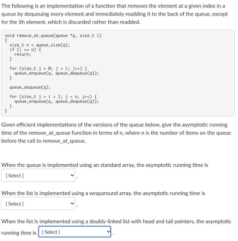 Solved The following is an implementation of a function that | Chegg.com