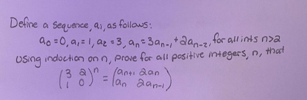 Solved Define a sequence, a1, as follows: | Chegg.com