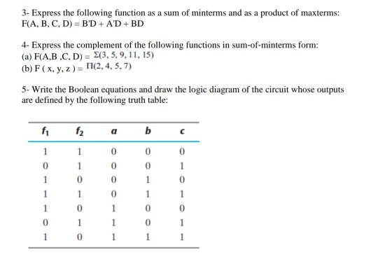 Solved 3- Find the complement of F- wx + yz; then show that | Chegg.com