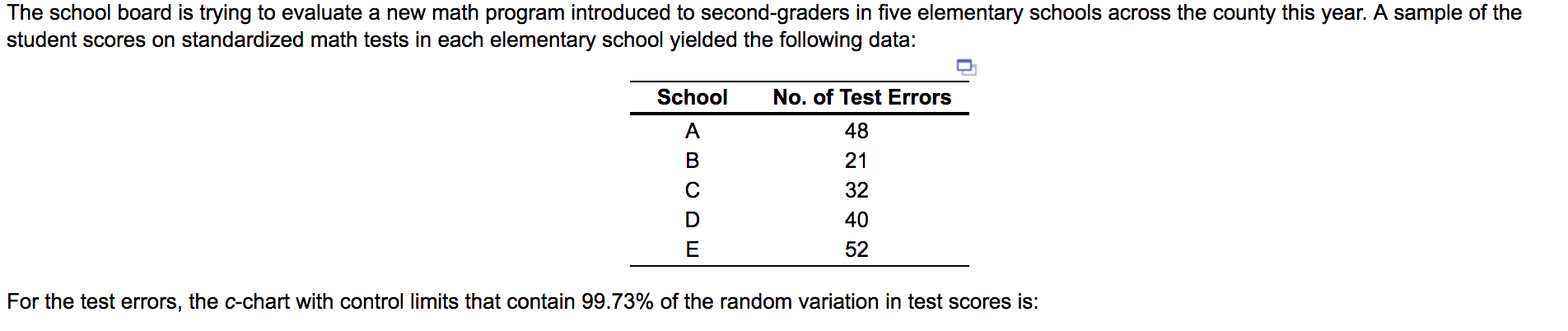 Solved The school board is trying to evaluate a new math | Chegg.com