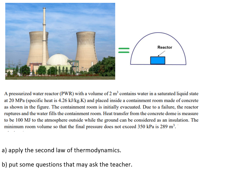 Solved Reactor A pressurized water reactor (PWR) with a | Chegg.com