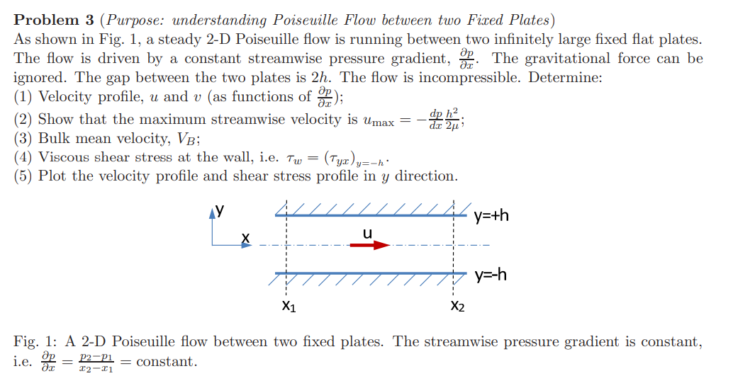 Solved Problem 3 (Purpose: understanding Poiseuille Flow | Chegg.com