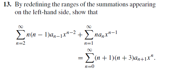 Solved By ﻿redefining the ranges of ﻿the summations | Chegg.com