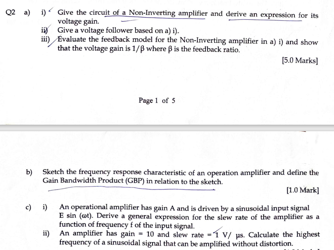 Solved Q2 a) i) ' Give the circuit of a Non-Inverting | Chegg.com