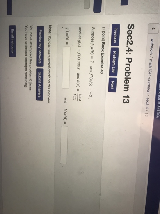 Solved webwork/math1241-common/sec2.4/13 Sec2.4: Problem 13 | Chegg.com
