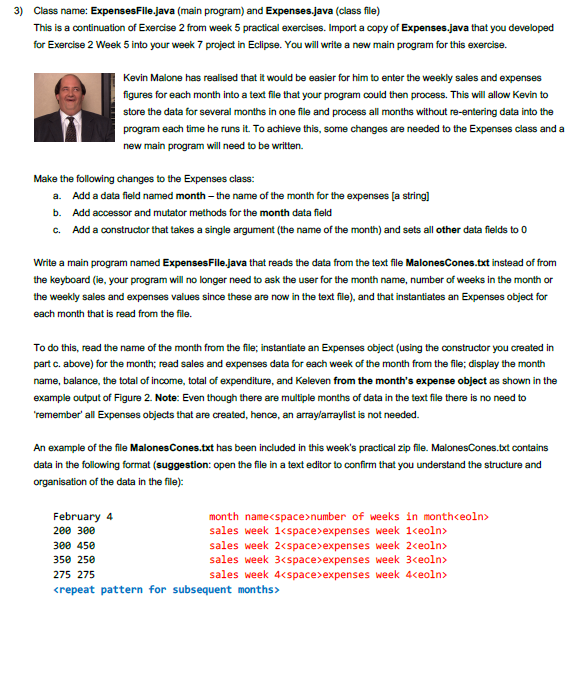 Solved 3) Class name: ExpensesFile.java (main program) and | Chegg.com