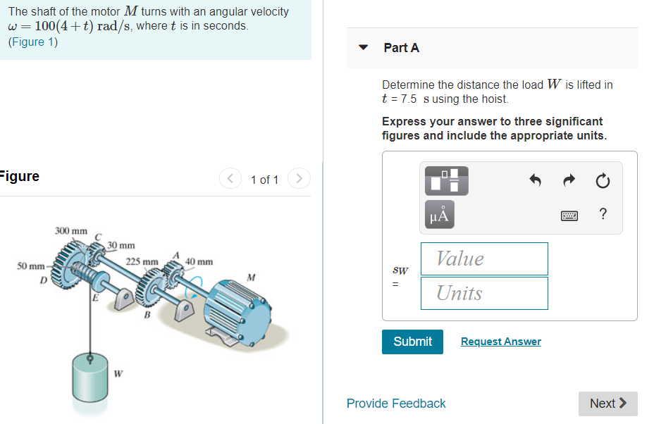 Solved The shaft of the motor M turns with an angular | Chegg.com
