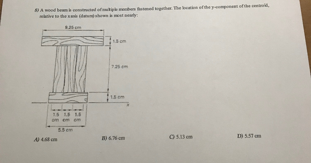 Solved 8) A wood beam is constructed of multiple members | Chegg.com
