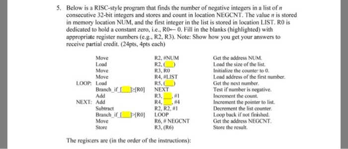 Solved 5. Below is a RISC-style program that finds the | Chegg.com