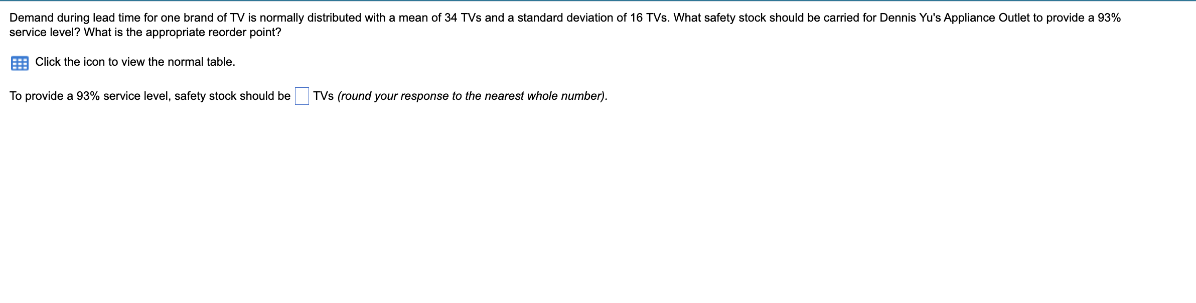 Solved service level? What is the appropriate reorder | Chegg.com