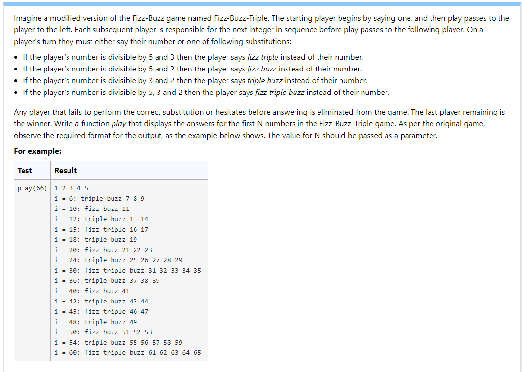 Solved Imagine a modified version of the Fizz-Buzz game | Chegg.com