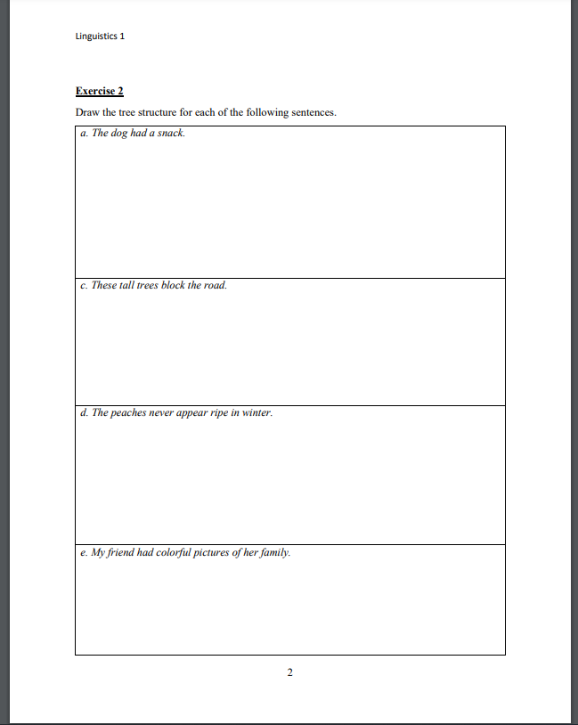 Exercise 1 Draw the tree structure for the following | Chegg.com