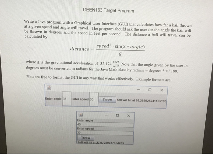 Solved GEEN163 Target Program Write a Java program with a | Chegg.com