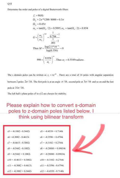 Solved Please explain how to convert the s-domain poles to | Chegg.com