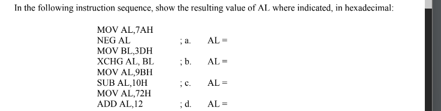 Solved In The Following Instruction Sequence Show The