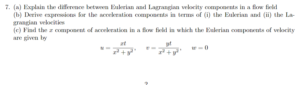 Solved 7. (a) Explain the difference between Eulerian and | Chegg.com