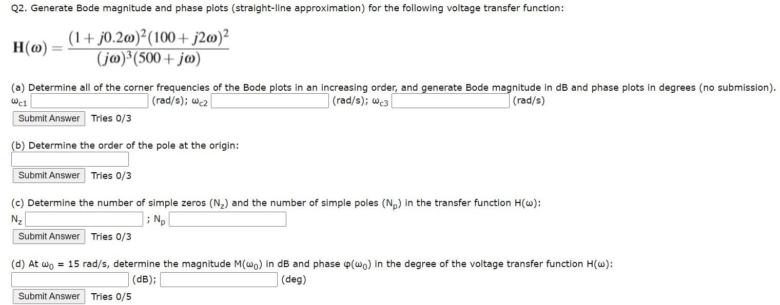 Solved Q2. Generate Bode magnitude and phase plots | Chegg.com