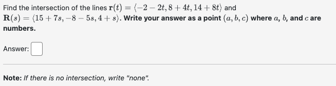 Find the intersection of the lines | Chegg.com