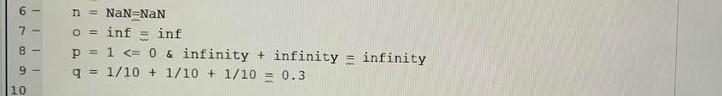 Solved (n) NaN is EQUAL to NaN (0) infinity is EQUAL to | Chegg.com