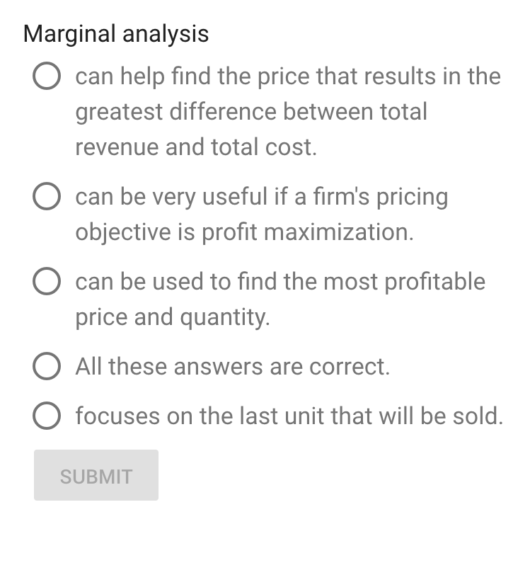Solved Marginal analysis O can help find the price that | Chegg.com
