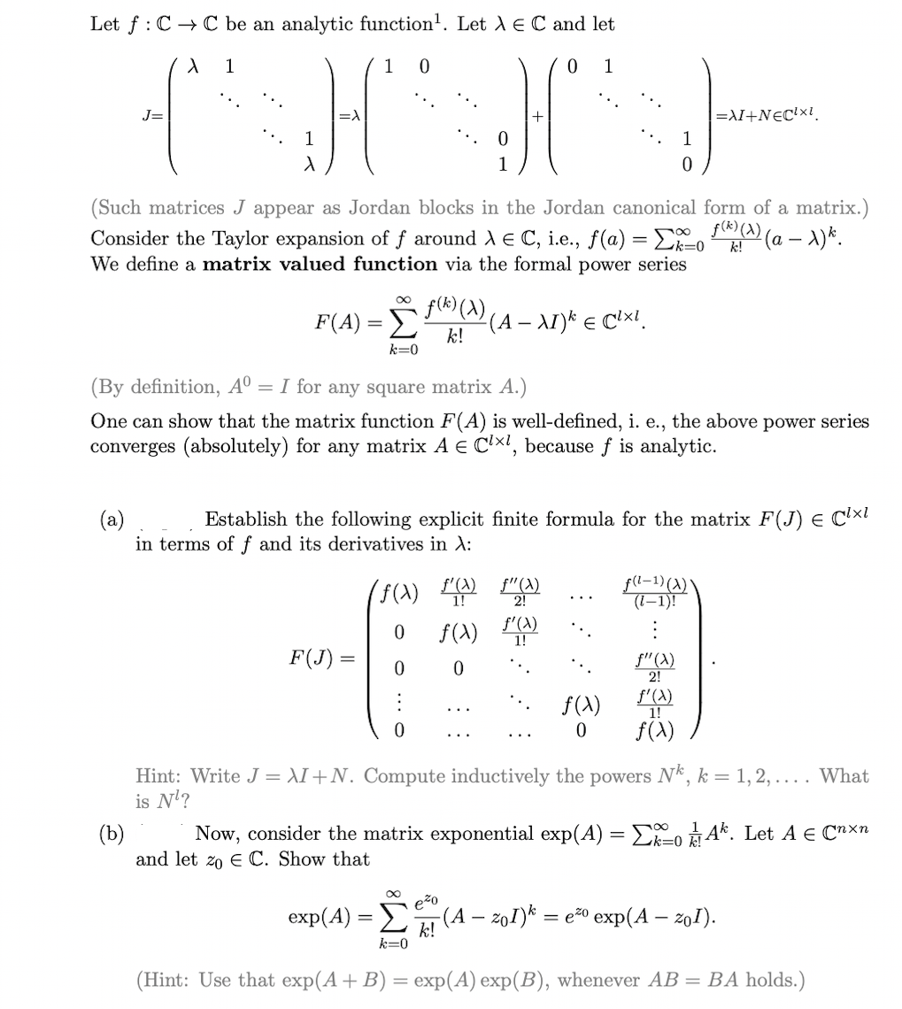 Solved Let f:C→C be an analytic function 1. Let λ∈C and let | Chegg.com