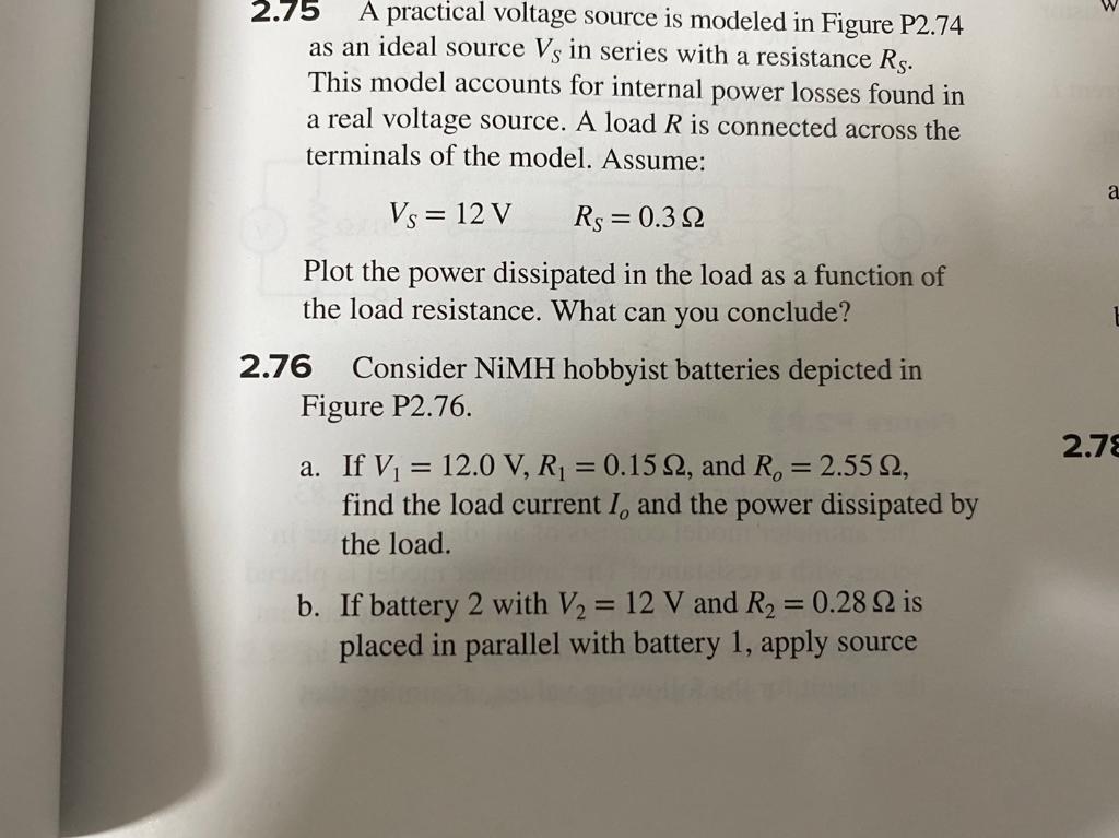 Solved 2.75 A practical voltage source is modeled in Figure | Chegg.com