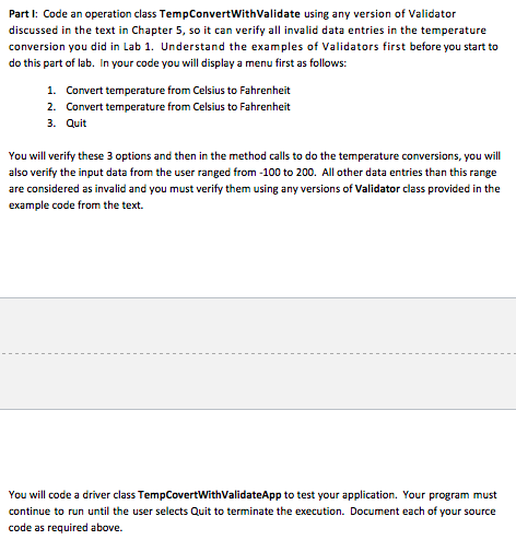 Part I: Code an operation class | Chegg.com