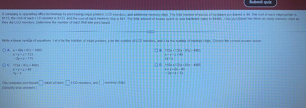 Solved A company is upgrading office technology by | Chegg.com