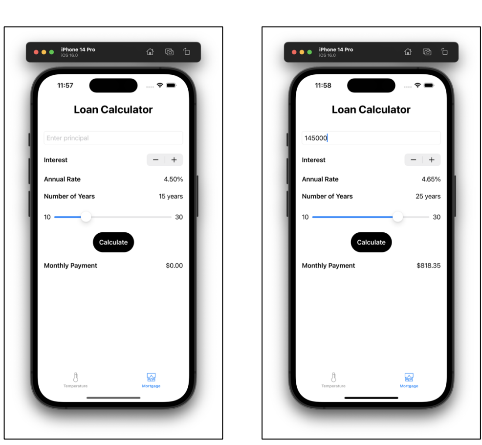 in swift Mortgage Loan Calculator Tab This tab will | Chegg.com