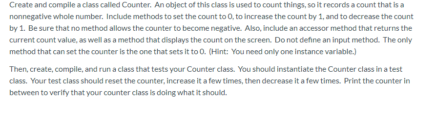 Solved Create And Compile A Class Called Counter An Object
