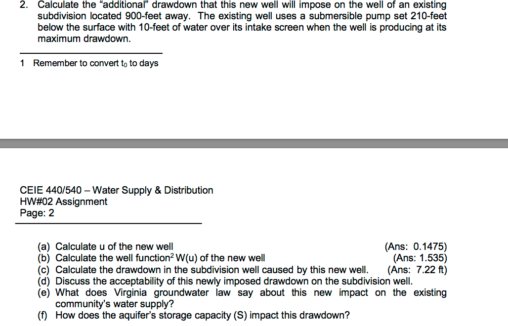 2. Calculate the "additional” drawdown that this new | Chegg.com