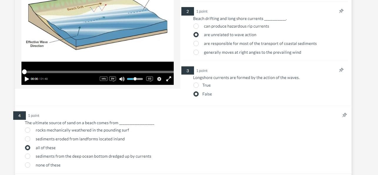 Solved 2 1 point Beach drifting and long shore currents can | Chegg.com