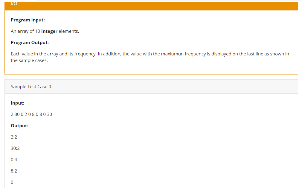 Solved Assignment 3-B: Values frequency in an array Collapse | Chegg.com