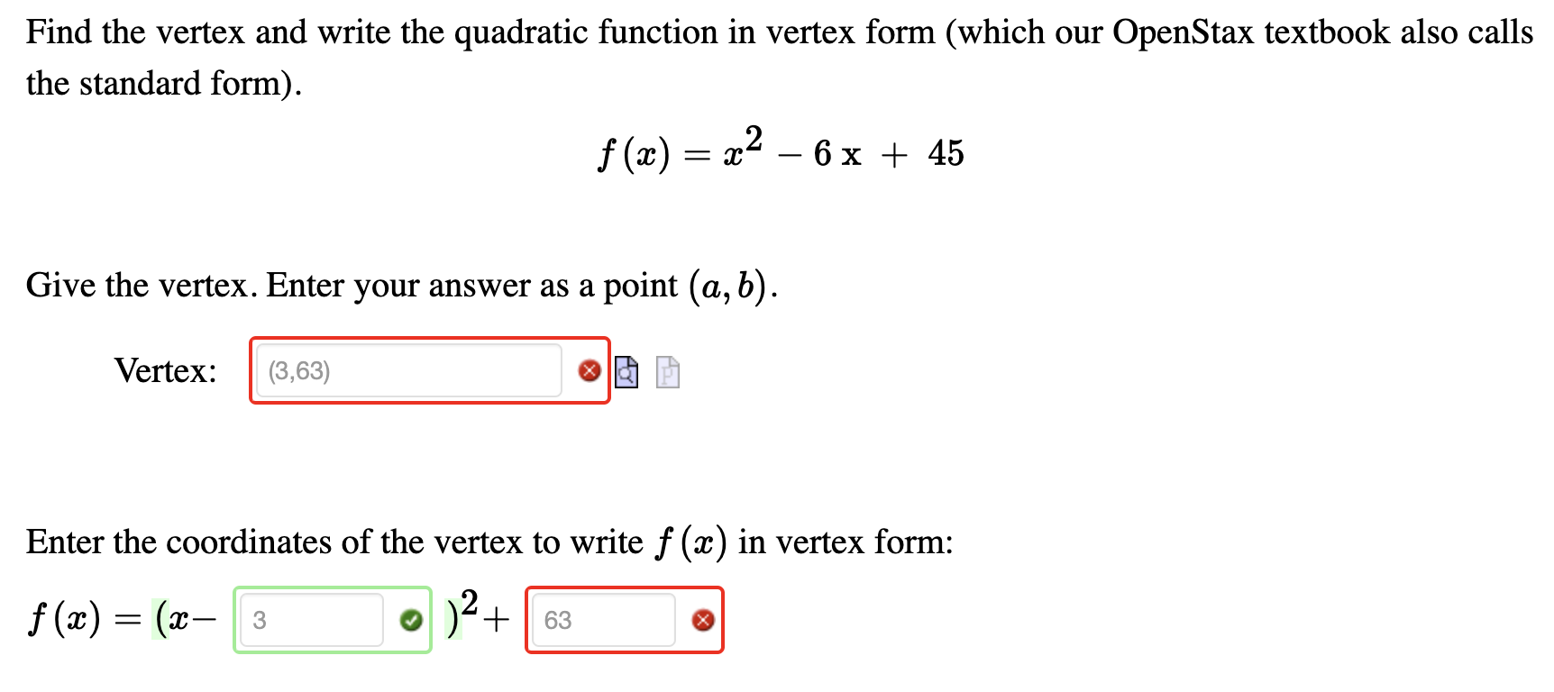 Solved Find the vertex and write the quadratic function in | Chegg.com