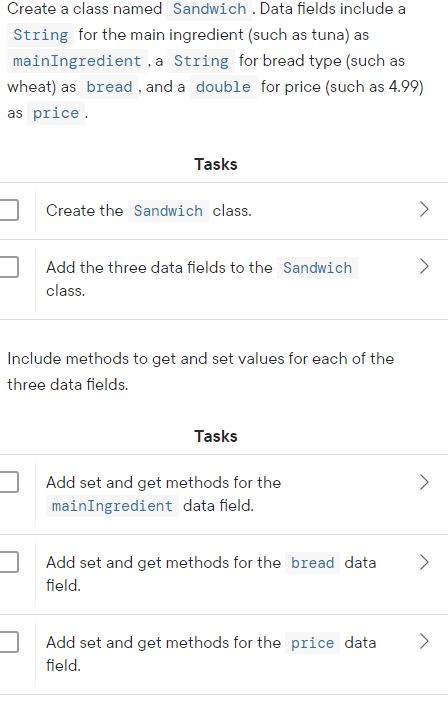 Solved Create a class named - Data fields include a String | Chegg.com