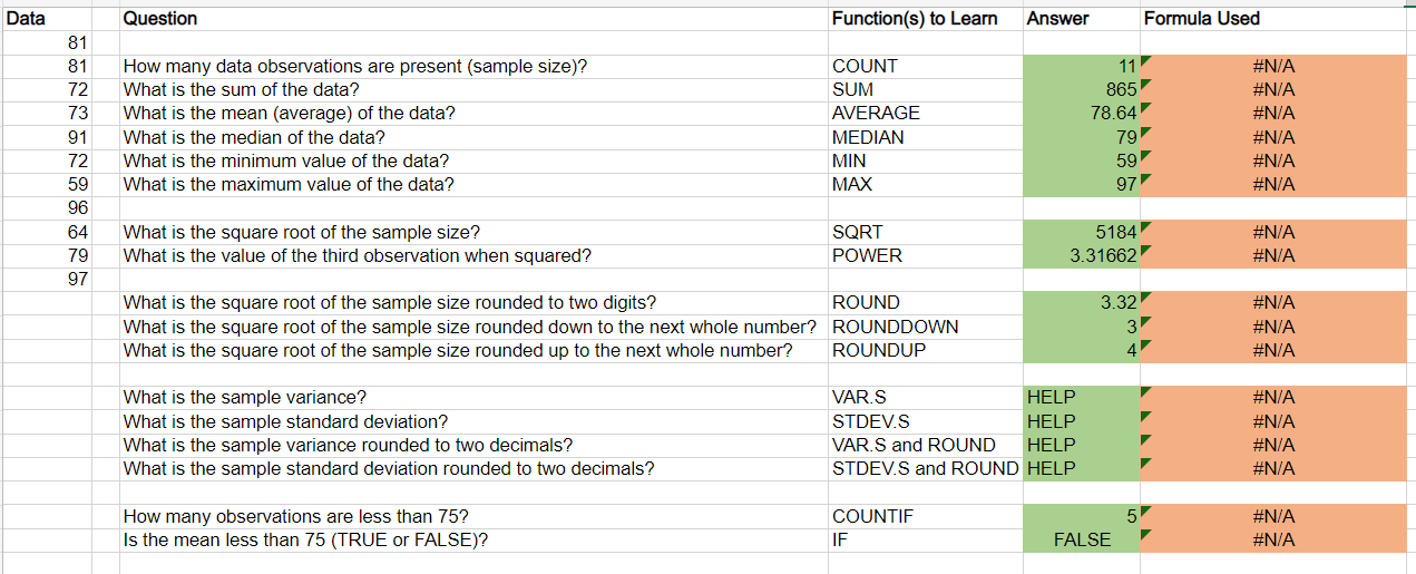 Solved Column A contains a generic dataset. Column C is a | Chegg.com