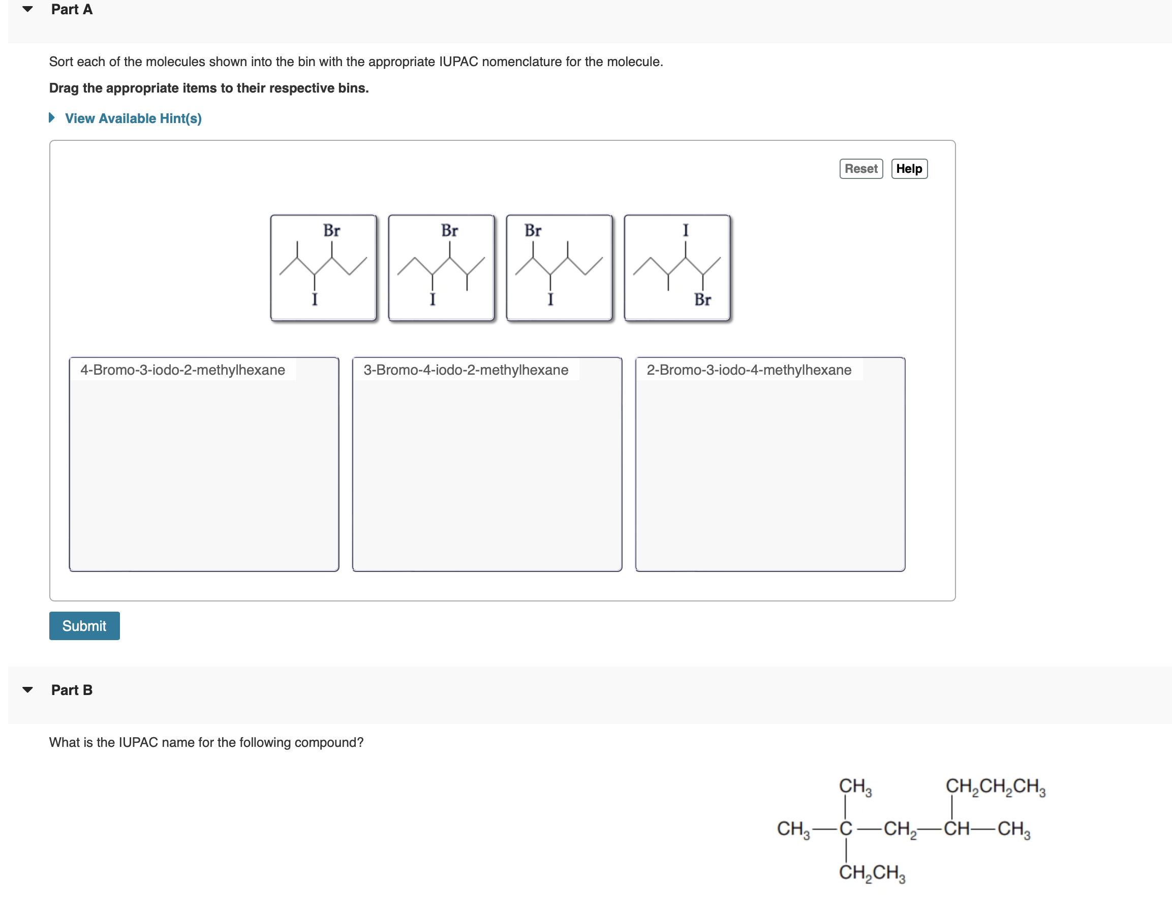 Solved Sort each of the molecules shown into the bin with | Chegg.com