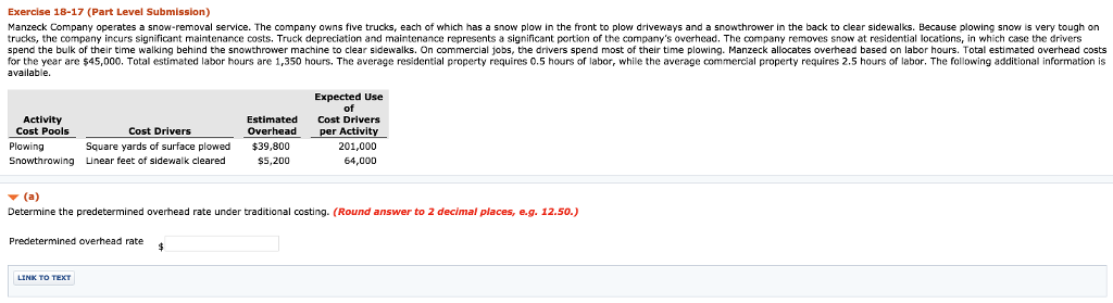 Solved Exercise 18-17 (Part Level Submission) Manzeck | Chegg.com