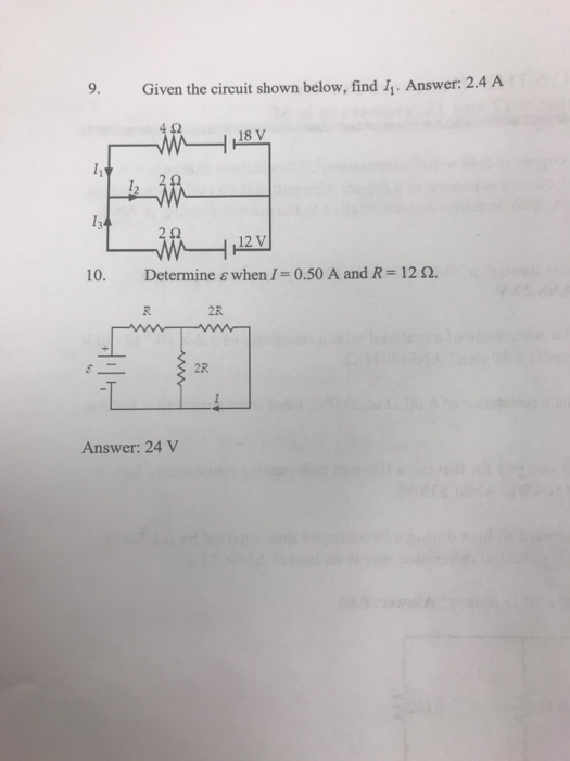 Solved 9. Given the circuit shown below, find I. Answer: 2.4 | Chegg.com