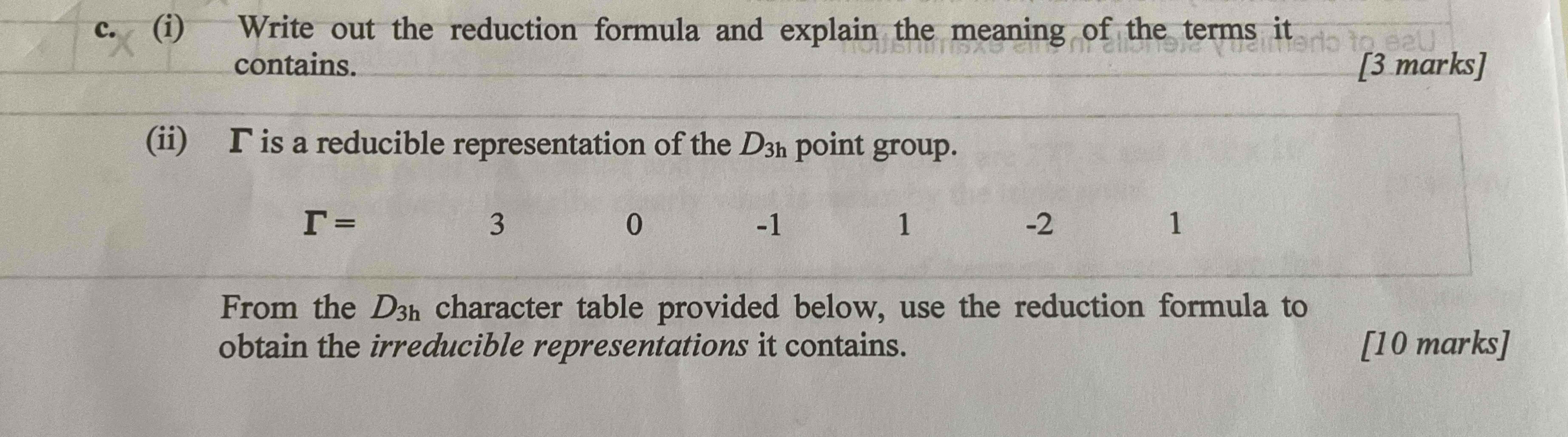 Solved c. (i) ﻿Write out the reduction formula and explain | Chegg.com