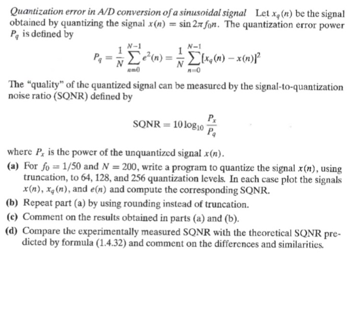 Quantization error in A/D version of a sinusoidal | Chegg.com
